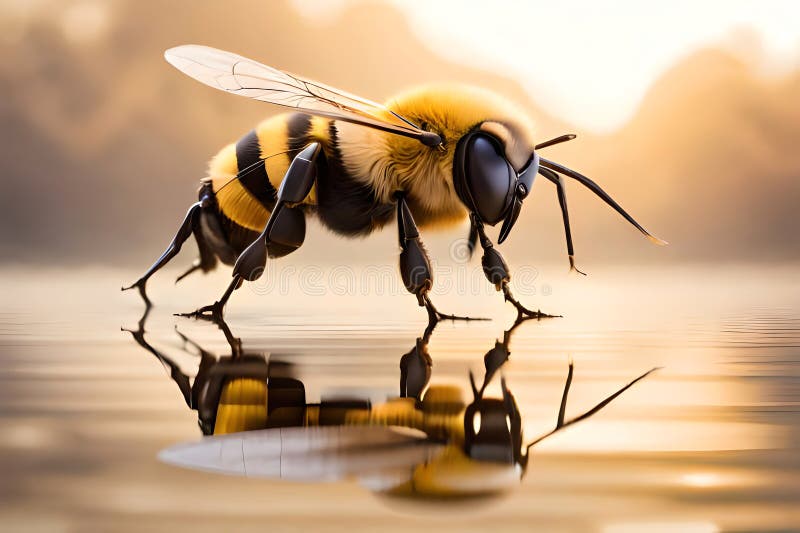 Honey Bee Standing , Isolated on White Background Cutout. Generative AI ...