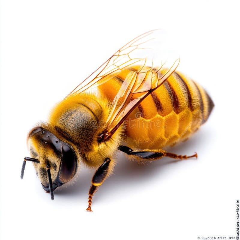 Honey Bee on White Background Stock Illustration - Illustration of ...