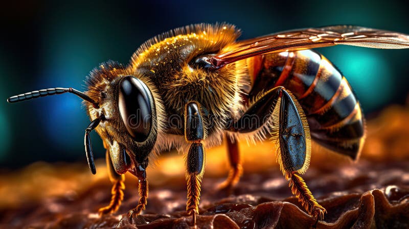 Honey Bee Working Hard Generative AI Stock Illustration - Illustration ...