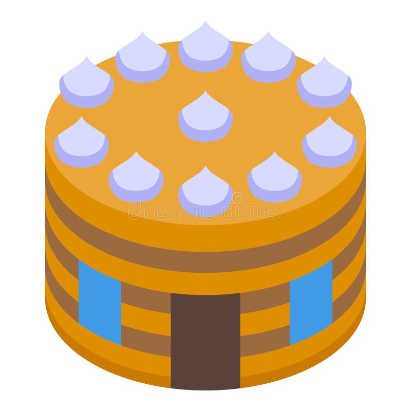 Honey Cake Building with White Icing and Windows is Round Stock Vector ...