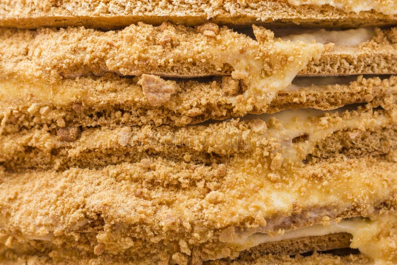 Honey Cake. Close-up. Background, Texture Stock Photo - Image of ...