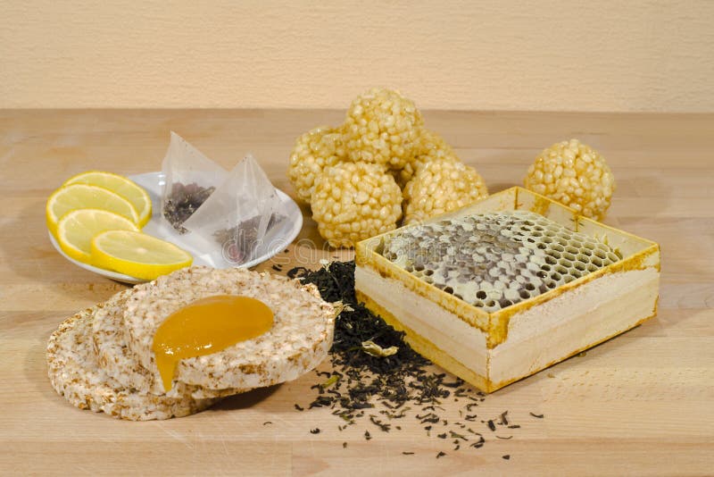 Honey Comb, Crispbread with and Chak Chak for Tea Stock Image - Image ...