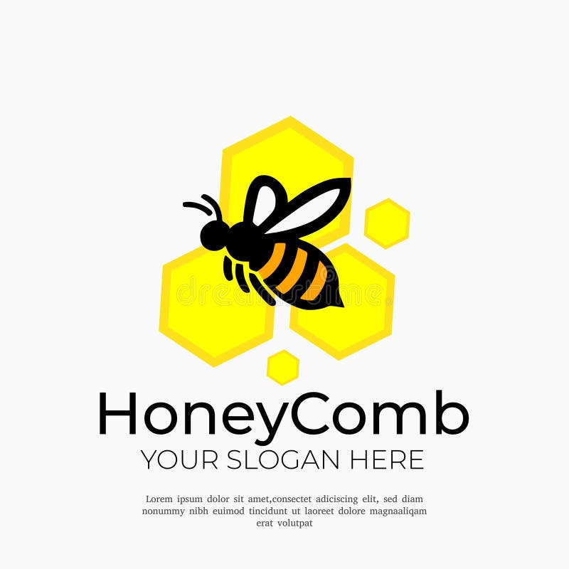 Honey Comb Logo Template Design and Bee Mascot Stock Vector ...