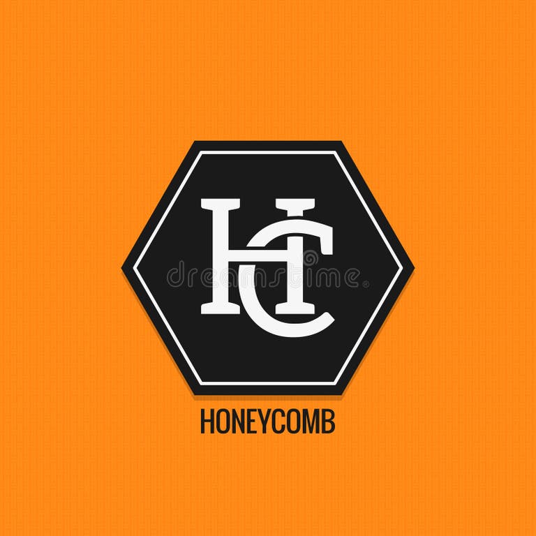 Honey comp logo design. H and C letters vector background