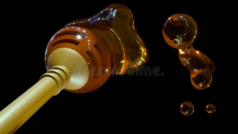 A Honey Dipper and Dripping Honey Stock Illustration - Illustration of ...