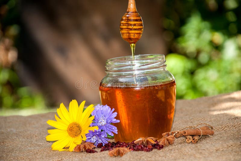 Honey Drip in Jar on the Table Stock Photo - Image of natural, cure ...