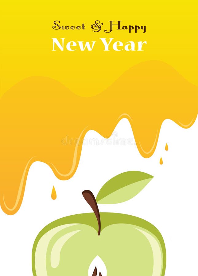 Honey Drips Over an Apple. Rosh Hashanah Card Stock Vector ...