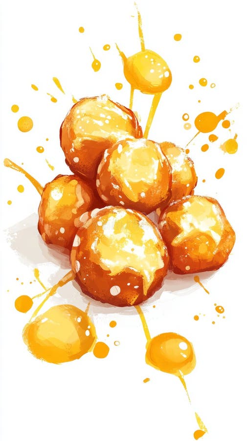 Honey Drizzled Doughnut Holes Stock Illustration - Illustration of ...