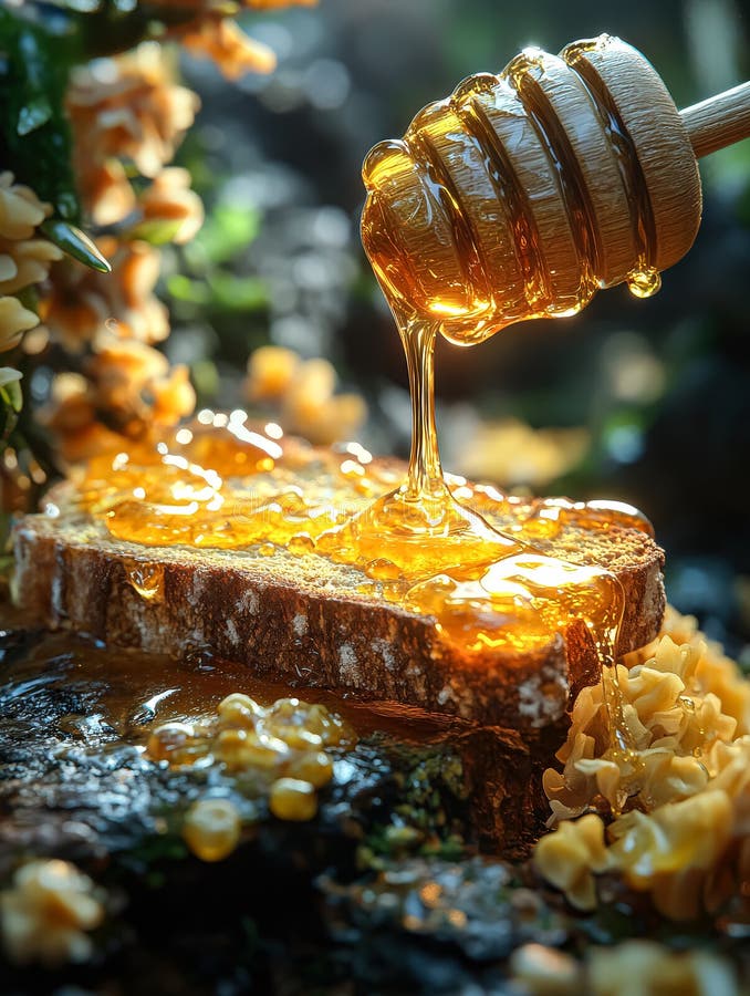 Honey Drizzled Over a Piece of Toast Stock Image - Image of thick ...