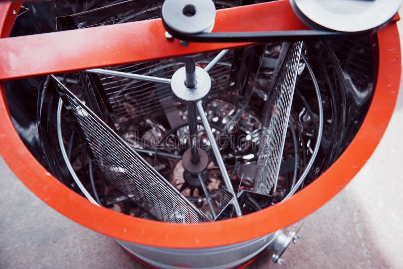 Honey Extractor with Honeycomb Wax with Honey Frame Stock Photo - Image ...