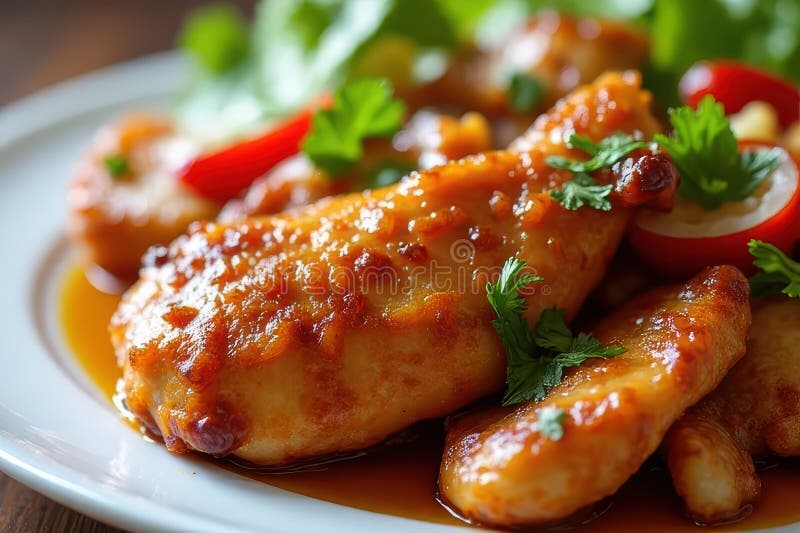 Honey Garlic Chicken with Crisp Texture Stock Illustration ...