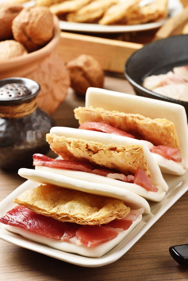 Honey Ham with Crispy Cracker Wrapped in Thin Bread Stock Photo - Image ...