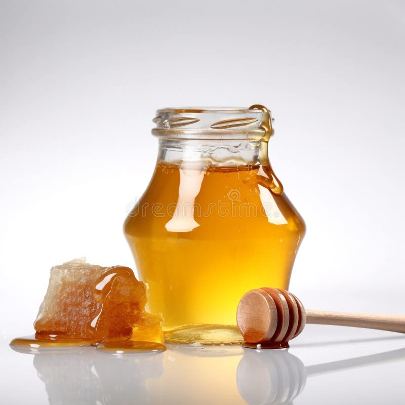 Honey Jar Bottle with Dipper Stock Illustration - Illustration of ...