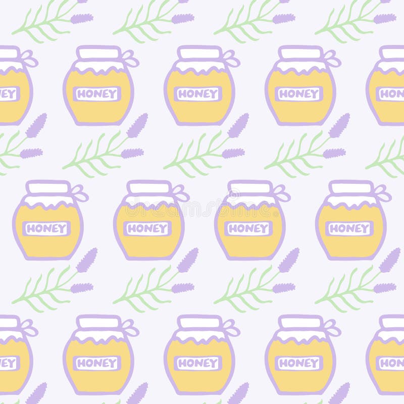 Honey Jar. Hand-drawn Seamless Cartoon Pattern Stock Vector ...