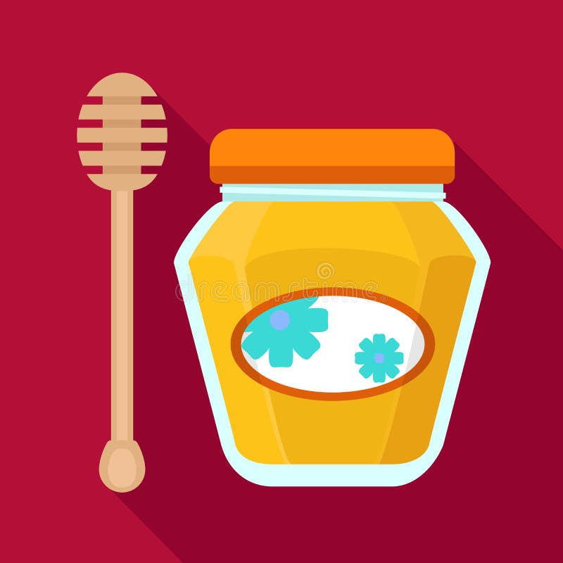 Honey jar icon, flat style stock vector. Illustration of honeycomb ...