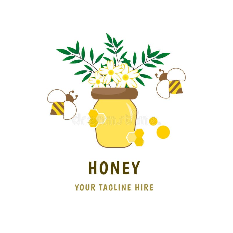 Honey Jar Illustration Logo and Label for Honey Product Vector ...