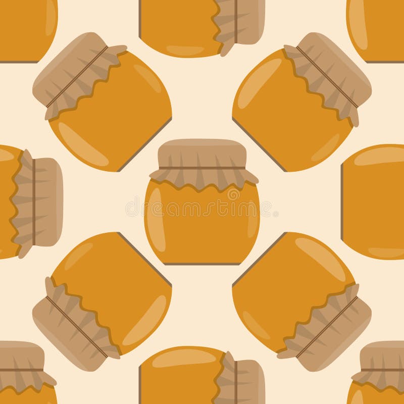 Honey Jar Seamles Pattern. Cartoon Style Texture with Honey Jars ...