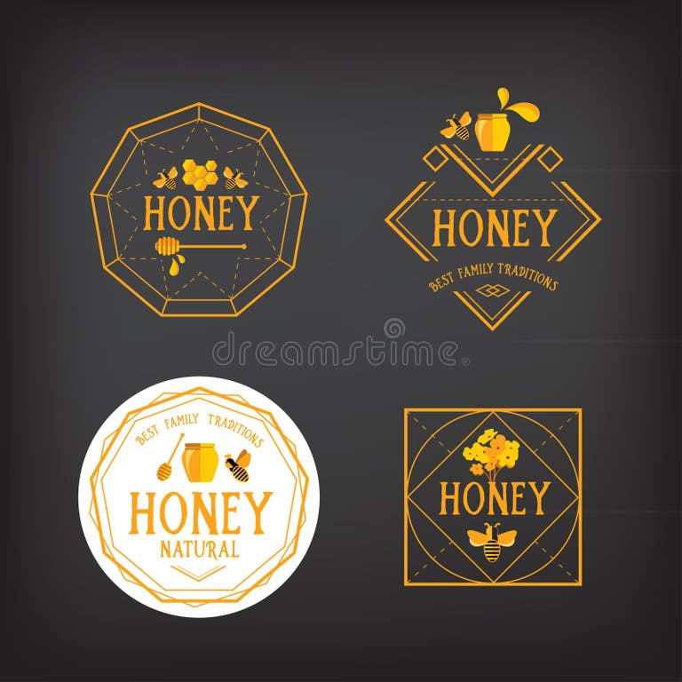 Honey Label Design. Bee Badge. Stock Vector - Illustration of bumblebee ...