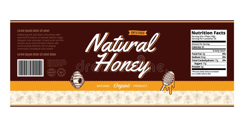 Honey Label Design Template Stock Vector - Illustration of brand ...