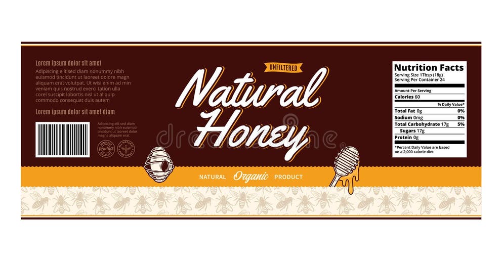 Honey Label Design Template Stock Vector - Illustration of brand ...