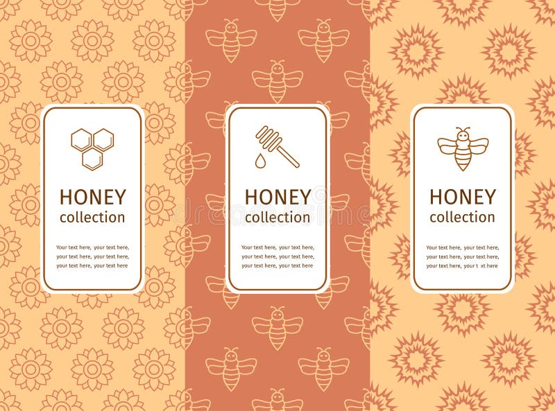 Honey Label, Logo, Sticker Design Elements. Stock Vector - Illustration ...