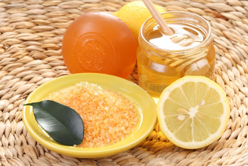 Honey and lemon bath stock image. Image of mineral, lemon - 4630667