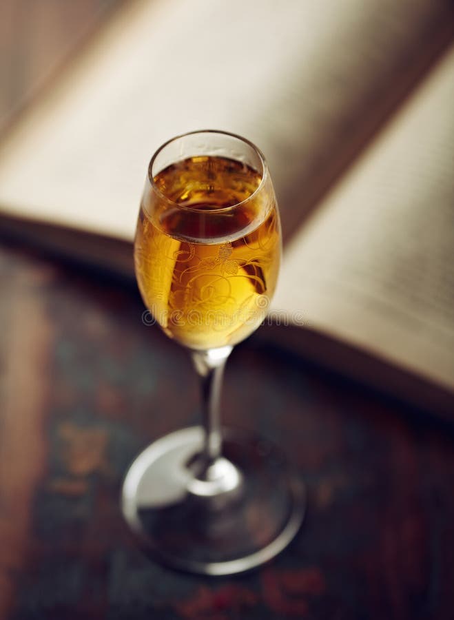 Honey Liqueur and Open Book. Stock Image - Image of book, krupnik ...