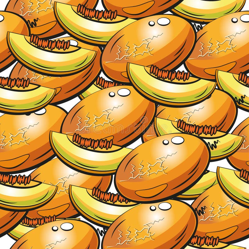 Honey Melon, Sliced in a Seamless Pattern Stock Vector - Illustration ... Honey Melon, Sliced in a Seamless Pattern Stock Vector - Illustration ...