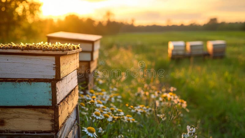 The Honey Production Heart of the Apiary is Filled with Beehives. Stock ...