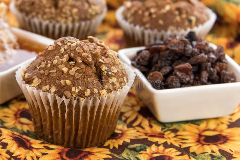 Honey raisin bran muffins stock photo. Image of raisin - 52465650