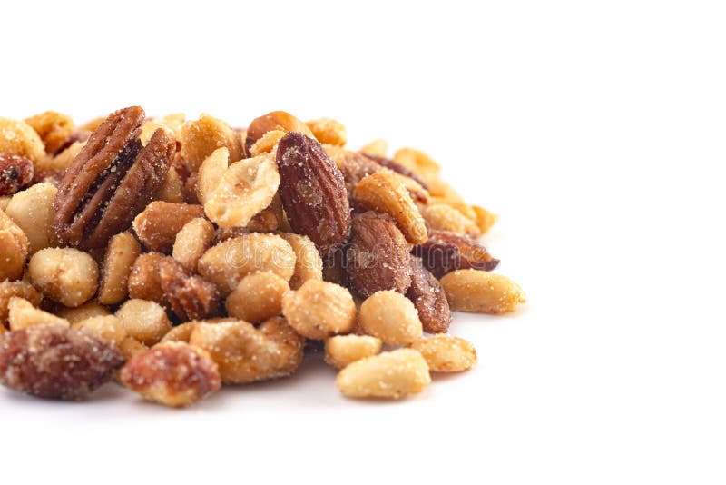 Honey Roasted Nuts Isolated on a White Background Stock Photo - Image ...