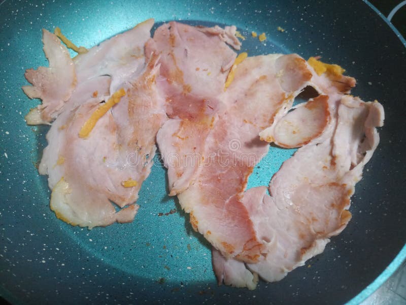Strips of Cooked Ham in a Pan Stock Image - Image of sweet, strips ...