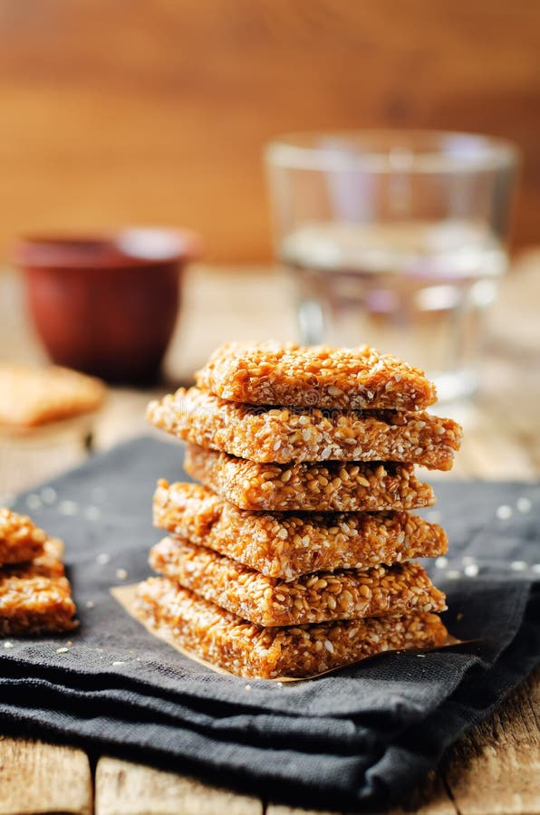 Honey sesame seed bars stock photo. Image of food, dessert - 107585404
