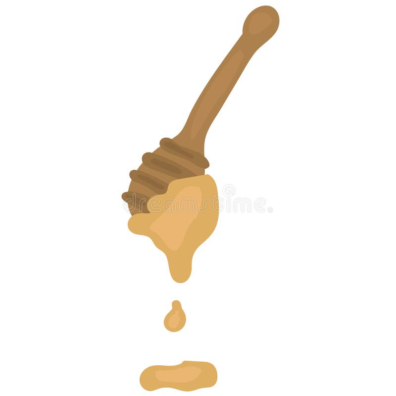 Honey Spoon Doodle. Hand Drawn Vector Illustration with Dripping Drops ...