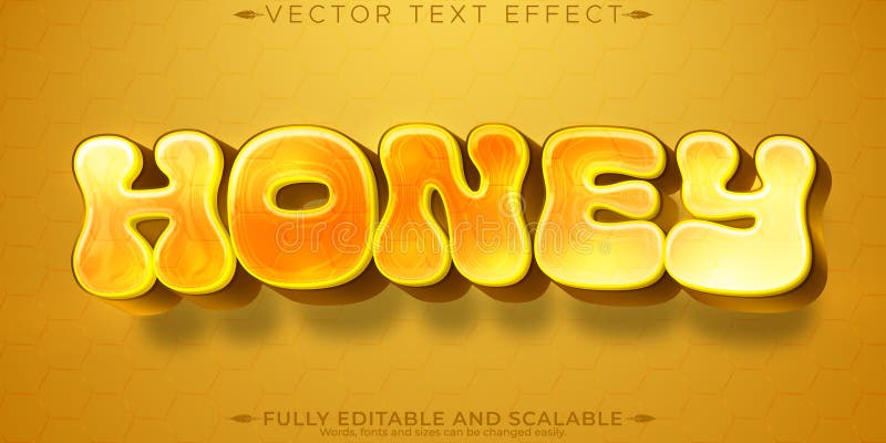 Honey Text Effect, Editable Bee and Hive Font Style Stock Vector ...