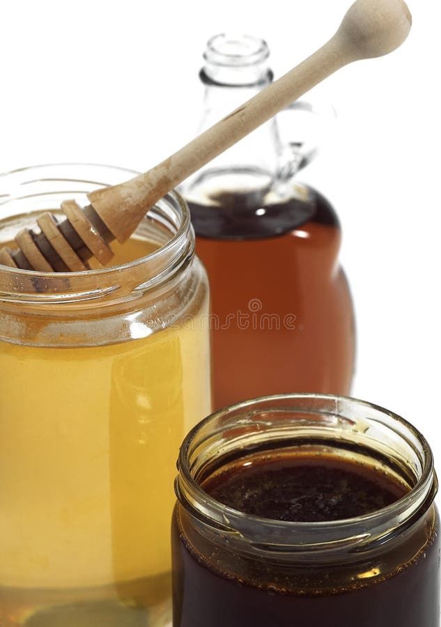 Honey, Treacle and Mapple Syrup Stock Image - Image of life, white ...