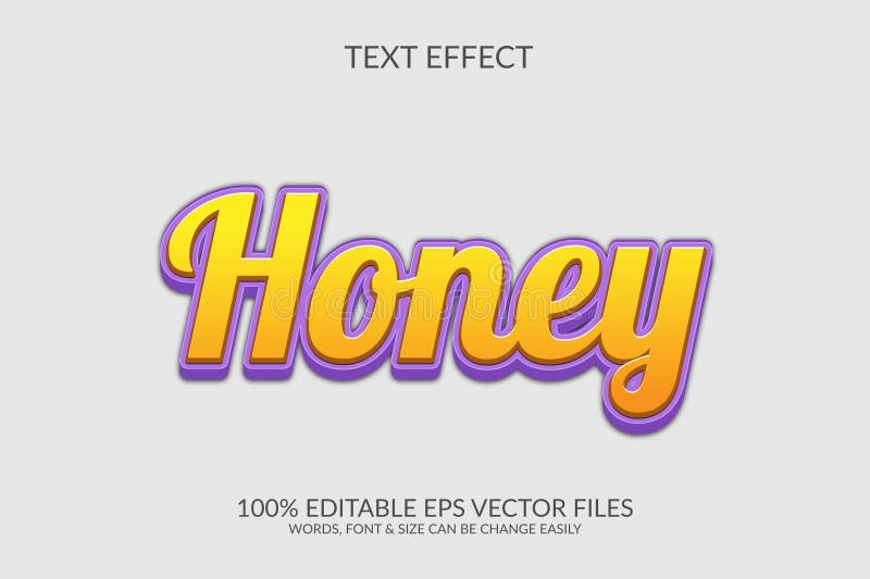 Honey Vector Eps 3d Text Effect Design. Stock Illustration ...