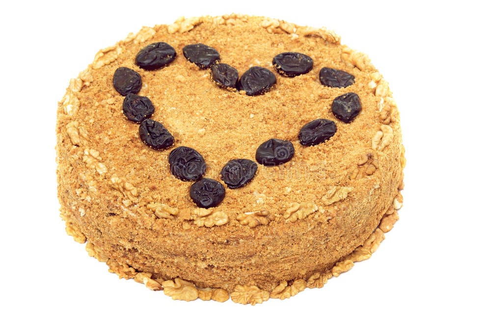 Honey-walnut Cake with Prune Stock Image - Image of heart, medovnik ...