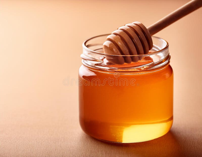 Honey and Wooden Dipper with Copy Space Stock Photo - Image of table ...