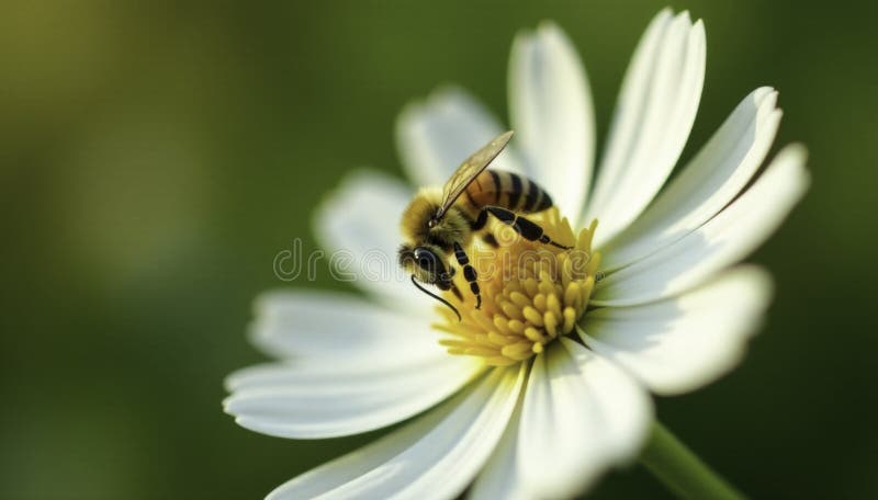 Honeybee Collecting Pollen from Large Tree Flower, Pollination, Flower ...