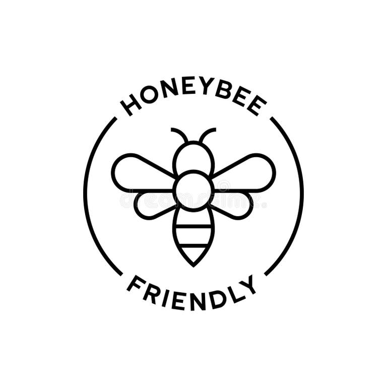 Honeybee Friendly Minimal Bee Outline Emblem in Circle Frame Stock ...