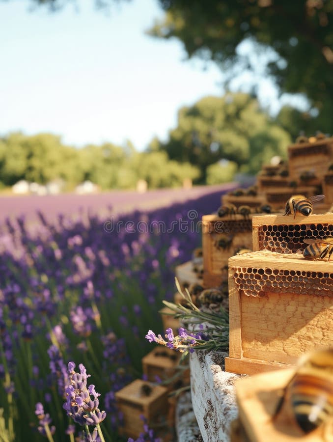 Honeybee Hive in Lavender Field Stock Image - Image of summertime ...