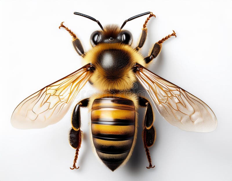 Honeybee on a Plain Surface Stock Illustration - Illustration of ...