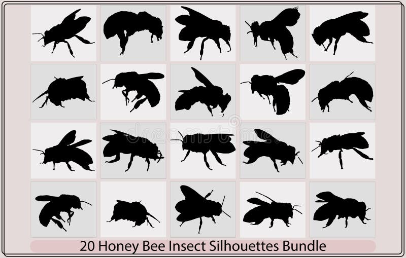Honeybee Silhouettes Clipart Collection,Bee Icon. Bug Logo on White ... Honeybee Silhouettes Clipart Collection,Bee Icon. Bug Logo on White ...