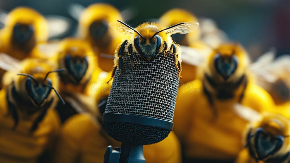 Honeybees Clustered Around a Microphone Stock Illustration ...