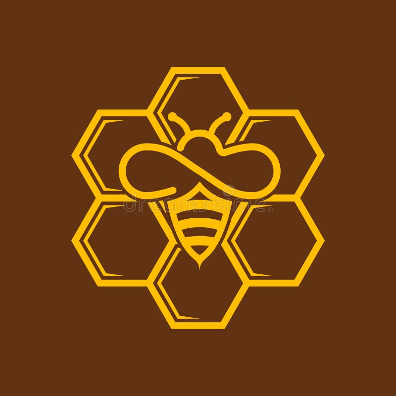 Honeycomb and Bee. Honey Symbol Stock Vector - Illustration of sweet ...
