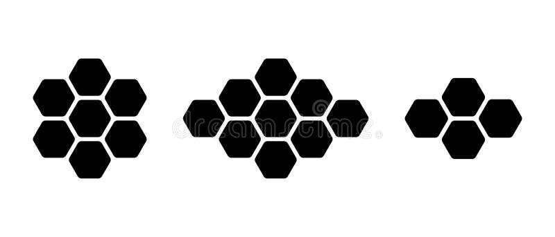 Honeycomb Bee Icon Set in Rounded Corners. Hexagonal Beehive Concept Stock Vector - Illustration ...