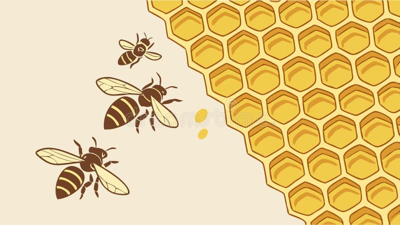 Honeycomb and Bees, Natural Hive Structure and Honey. Vector Design ...