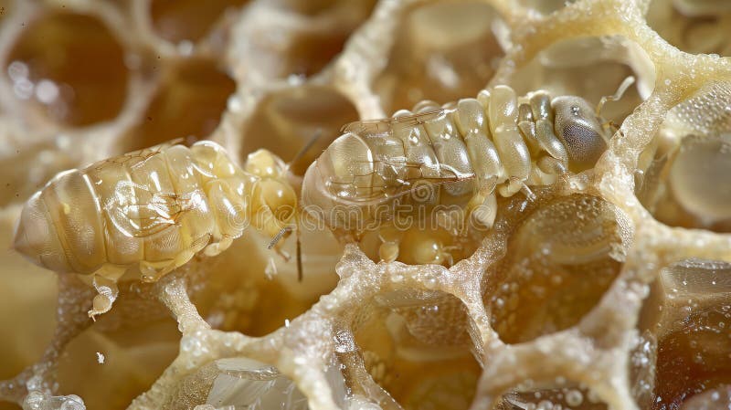 Honeycomb with Bees in Pupa Stage Stock Illustration - Illustration of ...