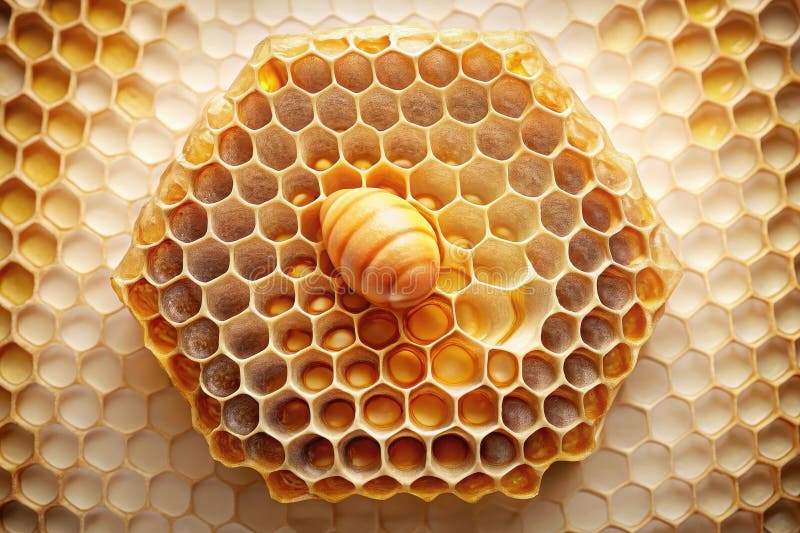 A Honeycomb Cell S Golden Geometry Featuring a Single Larva in a ...